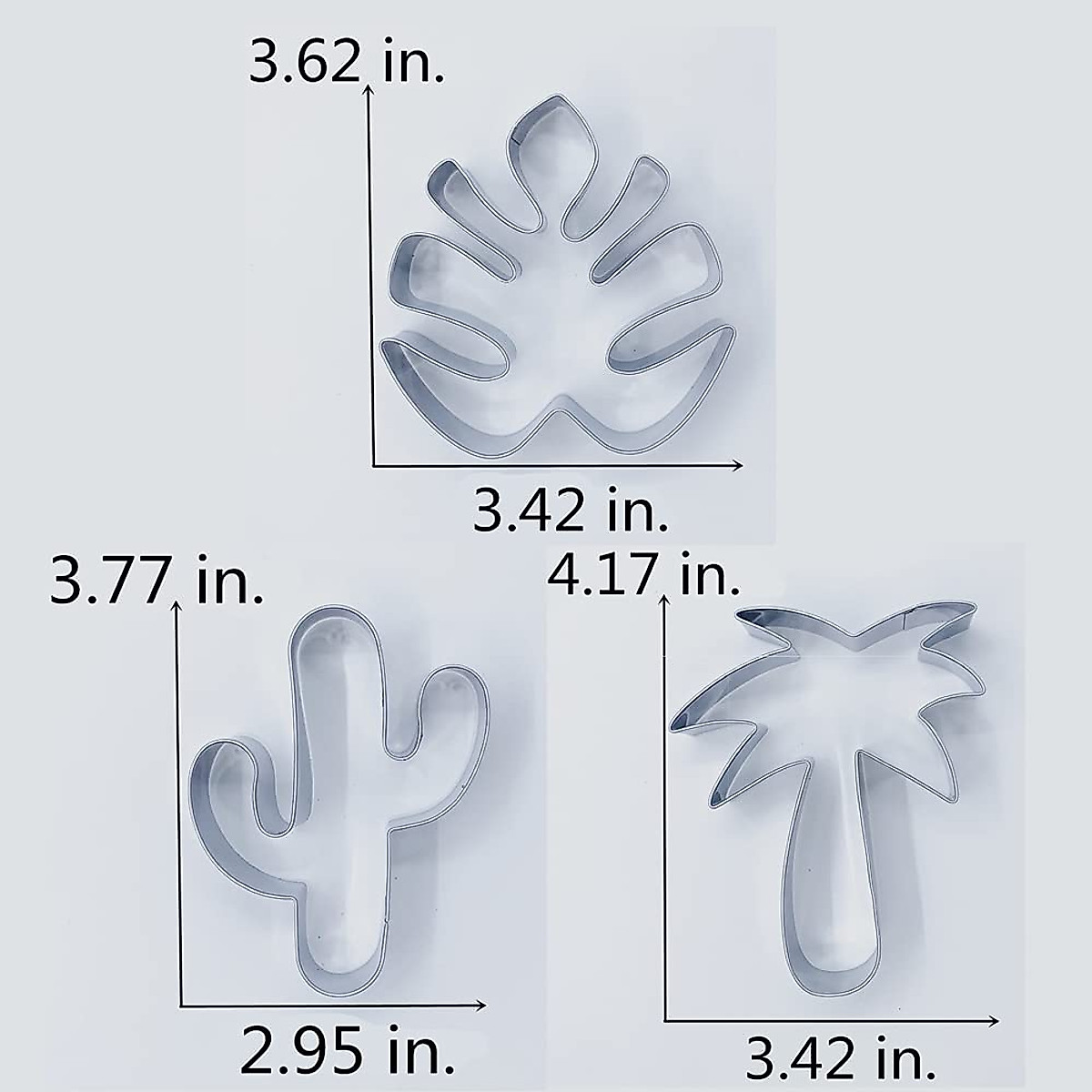LILIAO Tropical Flamingo Cookie Cutter Set - 3 Piece - Palm Tree, Cactus and Tropical Monstera Leaf Biscuit Fondant Cutters - Stainless Steel