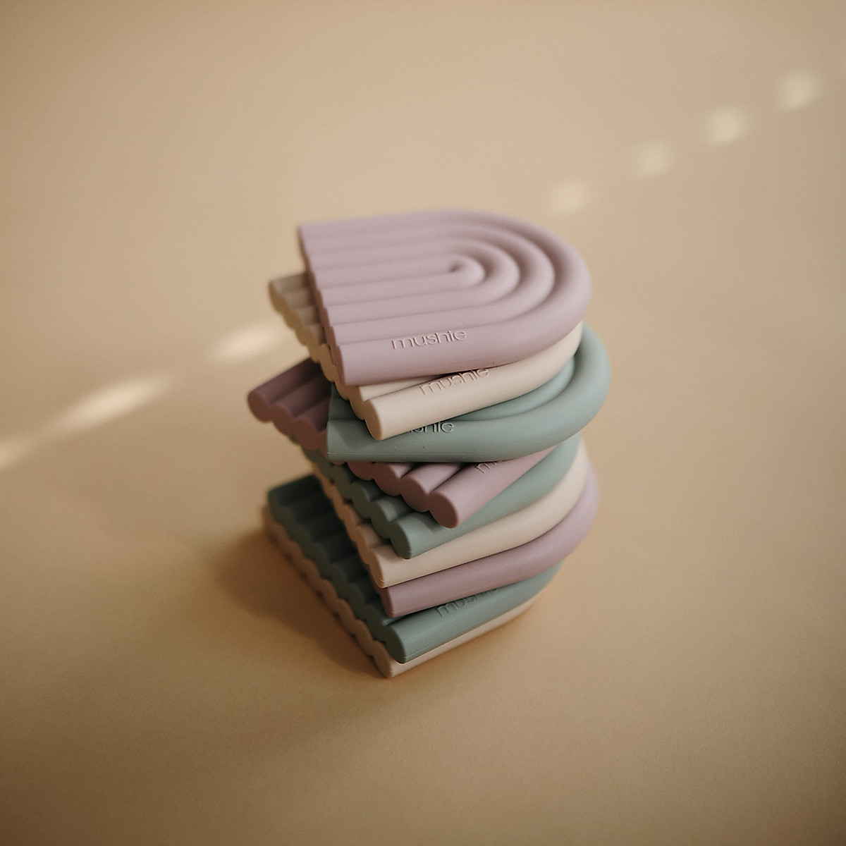 mushie Silicone Baby Teether Toy | Rainbow (Shifting Sand)