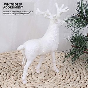 ABOOFAN 5Pcs Christmas Reindeer Figurines White Mini Deer Statue Miniature Ornaments Table Decoration Cake Toppers for Christmas Craft DIY Party Garden Yard Decor Supplies 5.5 Inches