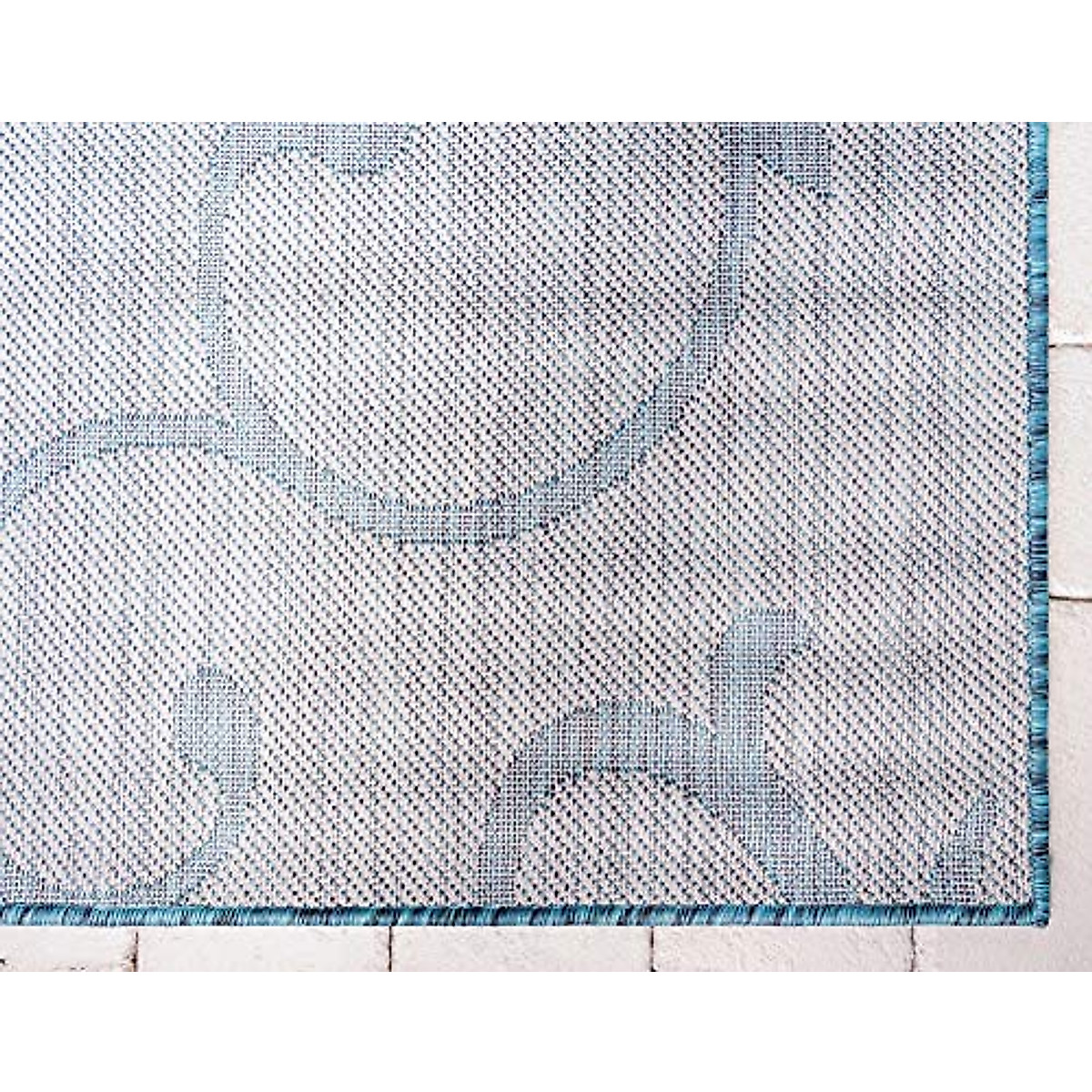 Unique Loom Outdoor Botanical Collection Area Rug - Curl (7' 1" x 10' Rectangle, Teal/ Ivory)