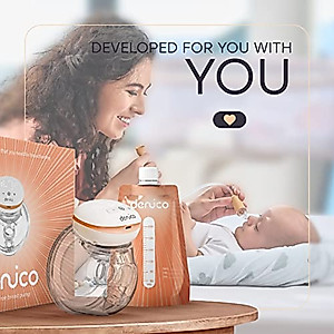DENICO Wearable Breast Pump Hands Free - Portable Electric Pumps for Breastfeeding - Wireless Hands-Free Breast Pumps with 3 Low Noise Modes & 10 Levels, LED Display, 18, 24, 28 mm (Set of 2)