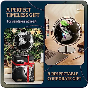 Scratch Off World Globe with Stand for Home and Office Decor | 10” Sphere Earth Globes with Scratchable Foil | A Unique Travel Gift for Travelers | World Map Desktop Globe | Travel Map Scratch Map (Globe - Black & Silver)