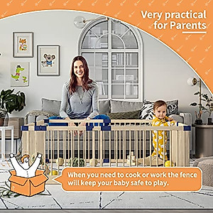 Linor Baby Playpen Kids Fence with Safety gate, 78.7"x70.8" Extra Large Playpen for Babies and Toddlers, Baby Play Yards, Activity Center Playpen for Twins, Children, 100% Natural Wood