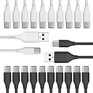 USB Type C Cable Fast Charging [20-Pack 3.3ft], TekSonic USB-A to USB-C 3A Multi Pack Bulk Charge Cord Compatible with Samsung Galaxy S10 S9 S8 S20 S21 Plus A52 A21 A32 A11,Note 10 9 8, PS5 Controller