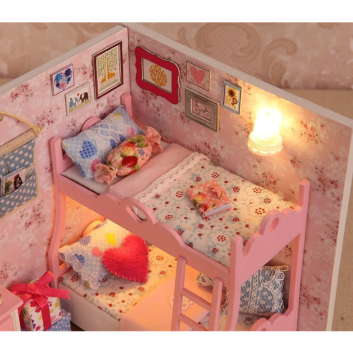 Flever Dollhouse Miniature DIY House Kit Creative Room with Furniture for Romantic Valentine's Gift(Because of Meeting You)