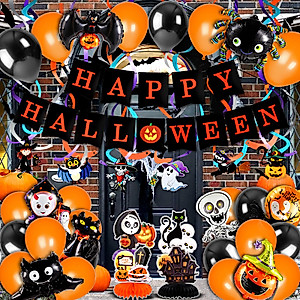 Halloween Party Favors Decorations Indoor-Halloween Party Decorations- Halloween Theme Party Toys Supplies - Halloween Party Banner Halloween Balloon, 3D Bat, Honeycomb Centerpiece