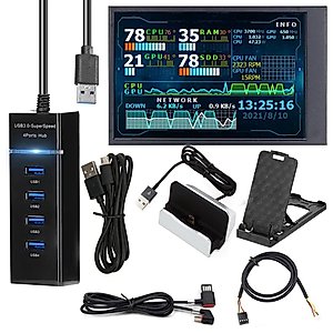 Midautoo 3.5 Inch IPS LCD Monitor Display for ITX Case Type-C Secondary Screen CPU GPU RAM HDD Monitoring USB Display-C