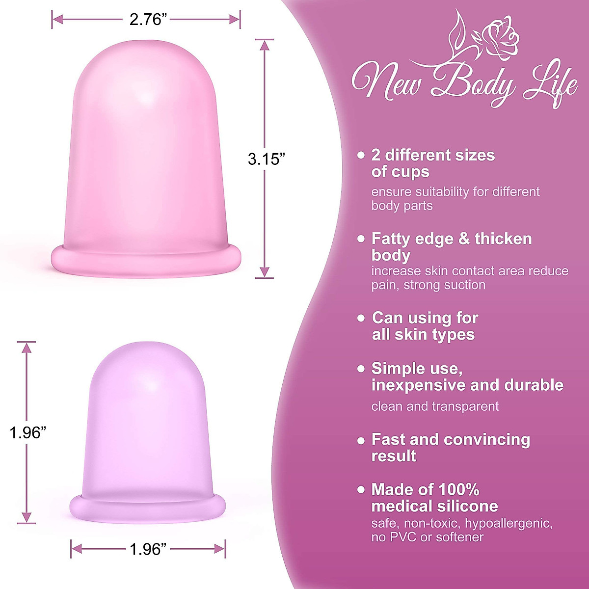 Anti Cellulite Massager Vacuum Suction Cups for Cellulite Treatment - Body Massager, Exfoliator, Cupping Therapy Set - Improve Circulation, Distribute Fat Deposits, Shower Scrubber, Cellulite Remover