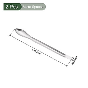 YOKIVE 2 Pcs Micro Spoons, Mini Measuring Scoops with Single Head | Sampling Reagents, Great for Lab (Silver Tone, Stainless Steel, 4.13-Inch)