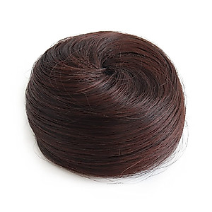 HSPJHTM 2 PCS Hair Bun Extensions Wig Accessory Updo Hairpieces Curly Wavy Hair Scrunchies Updo Hair Pieces Bun Extension Ponytail Messy for Women Girls - Chestnut Brown