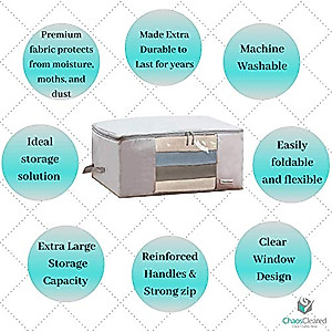 Comforter Storage Bag - Folding Organizer bag for King/Queen Comforters, Pillows, Blankets, Bedding/Quilt, Blanket, Duvet, Mothproof Space Saver; Large Collapsible Organizers, 24"x14"x11"