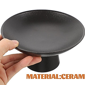 Yardwe Footed Fruit Bowl Pedestal Dessert Bowl Ceramic Fruit Bowl Fruit Container for Lunch Tray Fruit Tray (Black, 5.9inch)