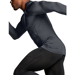 ATHLIO Men's UPF 50+ Long Sleeve Compression Shirts, Water Sports Rash Guard Base Layer, Athletic Workout Shirt, 3pack Black/Charcoal/White, Medium