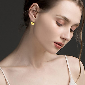 BETHZA Diamond Butterfly Huggie Earrings Gold Plated 925 Sterling Silver Dainty Butterfly Dangle Earrings D Color Diamonds Jewelry Gifts for Women