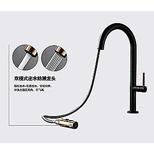 Kitchen & Bath Fixtures Taps Faucet,Electroplating Pull Faucet Kitchen Sink Sink Hot and Cold Water Mixer Wholesale, Black,Black