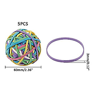 NBEADS 5 Rolls 600Pcs 3mm Bulk Colored Rubber Band Balls, 0.36" Rainbow Colorful Elastic Stretchable Rubber Bands, Stationery Holder Elastic Band Loops for Arts Crafts Document Office Supplies