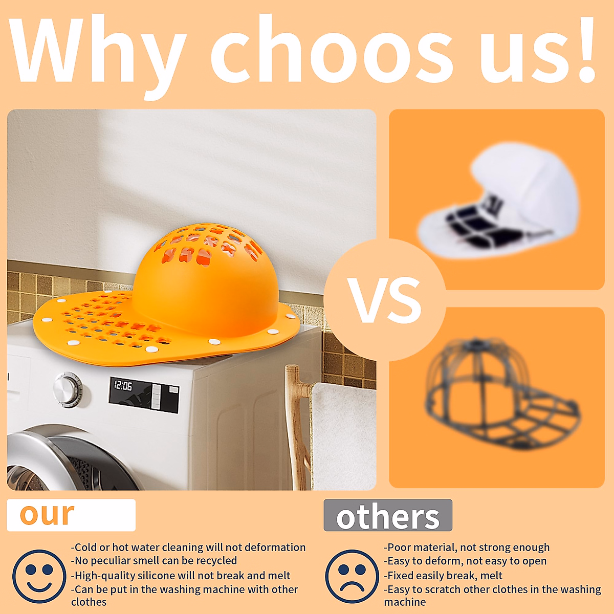 Silicon Hat Washer Cage For Dishwashers And Front Load Washer,Maintain The Shape Of The Hat,Hat Cleaner Cage For Adult And Kid'S Baseball Caps，Can Be Used In A Dryer Within 210 Degrees Fahrenheit