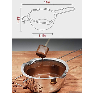 Stainless Steel Double Boiler Pot, 600ML Updated Melting Pot with Silicone Spatula for Melting Butter,Chocolate, Candy, Cheese and Caramel (Red)