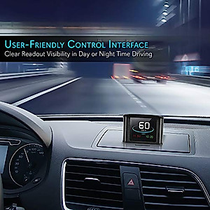 Pyle Universal Vehicle Smart HUD Display - 2.6" Digital Mini Car Dashboard Heads Up Windshield Speedometer Projector System w/ GPS Navigation Compass, Displays Speed, Distance, Time and More - PHUD19