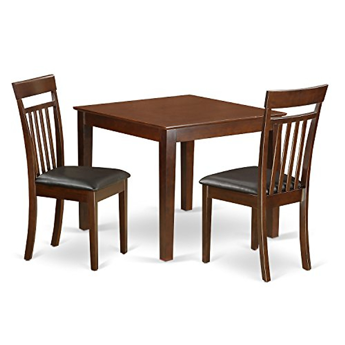 East West Furniture OXCA3-MAH-LC Oxford 3 PC set with a Dining Table and 2 Kitchen Chairs in Mahogany, 3 Piece