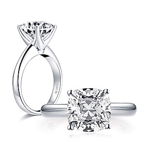 AINUOSHI 3 Carat Cushion Cut Brilliant Solitaire Cubic Zirconia CZ Sterling Silver 925 Wedding Engagement Ring (6)