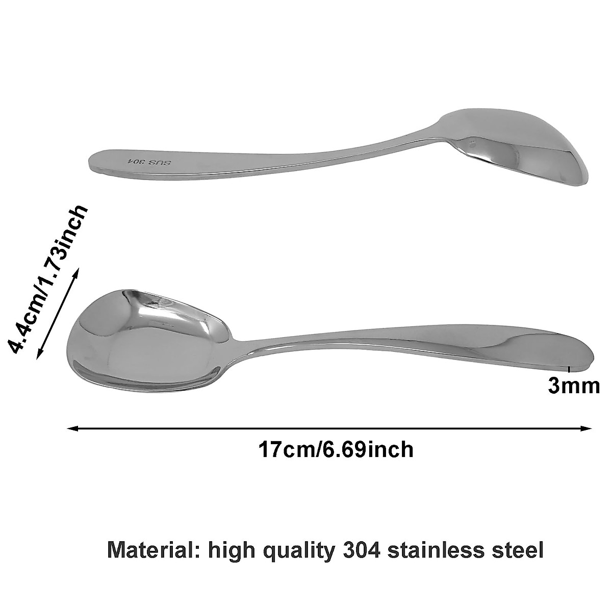 Honbay 3PCS Fashion Korean style Thick Heavy Weight Stainless Steel Soup Spoons Table Spoons Dinner Spoons Rice Spoons Flat Square Spoon