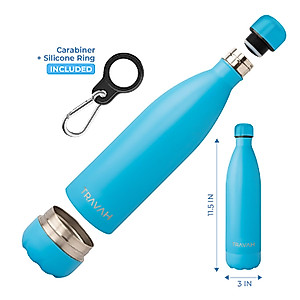 Diversion Safe Water Bottle Can Hidden Bottom for Valuables 17ounce Liquid Capacity and Dry Storage Compartment Stainless Steel Vacuum Insulated Leak Proof Smell Proof Bag Included (Light Blue)