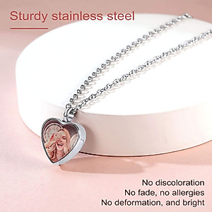 Customized Photo Heart Pendant Cremation Urn Necklaces for Ashes Stainless Steel Memorial Cremains Ash Holder Gifts for Loss of Father PAPA Granny Personalized Picture Keepsake Jewelry for Women