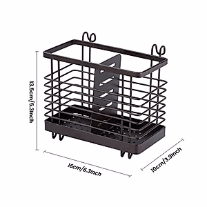 heylad Utensil Holder for Kitchen Counter- 8.1" x 4.2" x6.9" Large Utensils Holder For Farmhouse Cooking, Utensil Caddy Spatula Holder (2 Compartments )