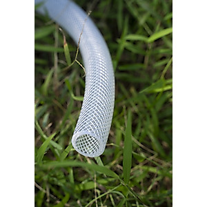 1/2" ID x 3/4" OD - 10 Ft High Pressure Braided Clear PVC Vinyl Tubing Flexible Vinyl Tube, Heavy Duty Reinforced Vinyl Hose Tubing, BPA Free and Non Toxic