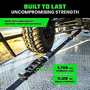 Rhino USA Car Trailer Ratchet Straps Kit - 11,128lb Guaranteed Break Strength - Use for Car, Truck, UTV & More - (4) Premium 2" x 8' Ratchet Straps with Padded T-Handles + (4) Axle Straps Tie Down