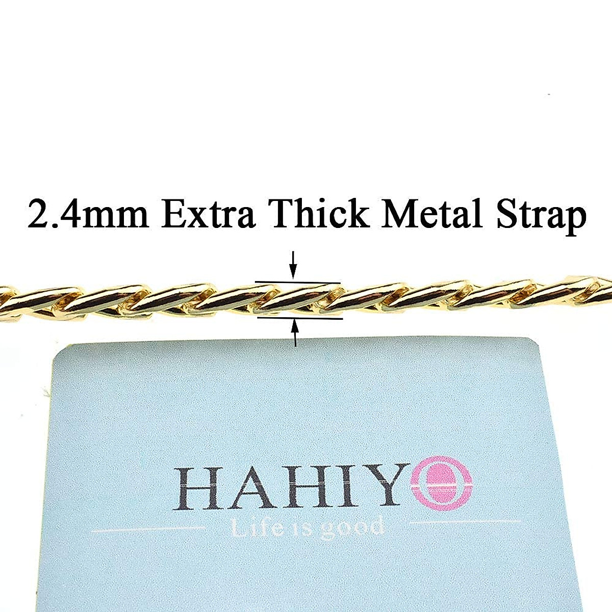 HAHIYO Purse Chain Strap Length 47.2" SPOT-ON Gold for Shoulder Cross Body Sling Purse Handbag Clutch Bag Replacement Strap Comfortable Flat 0.4" Wide Enough 2.4mm Extra Thick Metal Strap 1 Pack