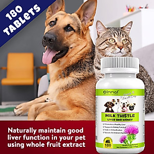 Milk Thistle for Dogs - 180 Chewable Tablets - Canine Liver and Kidney Support Supplement for Dogs - Detox for Dogs - Liver Supplement for Dogs