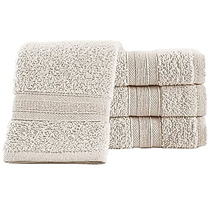 4 Pieces Ivory Lace Cream Washcloths Quick-Dry, Highly Absorbent, Soft Feel Fingertip Towels, Premium Quality Flannel Face Cloths