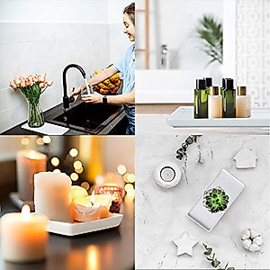 AUXSOUL Bathroom Tray, 2 Pack Ceramic Vanity Trays, Sink Storage Bathtub Tray Organizer Rectangular Cosmetics Holder for Tissues, Candles, Towel, Soap, Countertop, Towel, Plant, Jewelry(White)