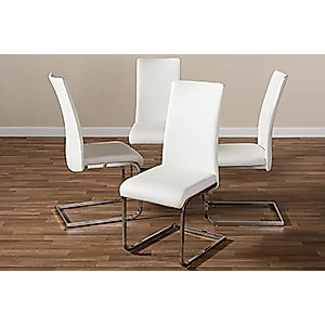 Baxton Studio Cyprien Modern and Contemporary White Faux Leather Upholstered Dining Chair (Set of 4)