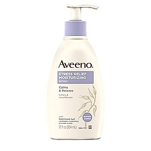 Aveeno Stress Relief Moisturizing Body Lotion with Lavender Scent, Natural Oatmeal to Calm & Relax, Non-Greasy Daily Stress Relief Lotion, 12 fl. oz