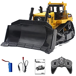 Mostop RC Bulldozer Toy 1/16 Scale 9 Channel RC Front Loader Tractor for Kids Adults, Full Functional 2.4Ghz Remote Control Bulldozer RC Construction Vehicles Truck Toys Gift with Light and Sound