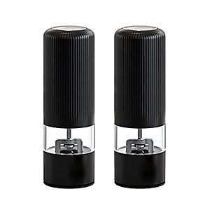 BaRdzo Electric Automatic Mill Pepper and Salt Grinder LED Light Peper Spice Grinders Seasoning Grinding Mill Kitchen Cooking Tools (Color : D, Size : 2pcs)