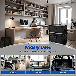 Fireproof Document Box with Lock, Waterproof File Safe Box Anti-Static Collapsible Portable Office Home File Cabinet with Reflective Strip for important Hanging Letter & Legal Folder Certificate