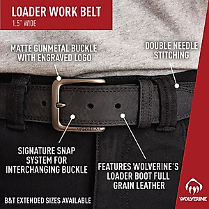 Wolverine Men Rugged Boot Leather Work Belt, Loader-Sudan, 52