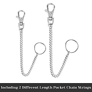 anezus 2Pcs Chain Belt Set, Wallet Chain, Pants Chain, Pocket Chain with Keyring for Pants Belt Jeans Wallets and keys (16” & 20”)