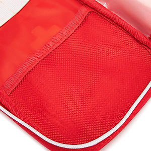 Jipemtra First Aid Bag Tote Empty Small First Aid Kit Bag Outdoor Travel Rescue Pouch First Responder Medicine Bag Pocket Container for Car Home Office Sport Outdoors (Red Handle)