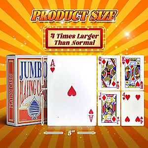 SeptCity Jumbo Playing Cards, Super Big Giant Game Theme Full Deck Huge Poker Oversize Decorations of Magic Party Fun for All Ages (1 Pack) (4 Times)