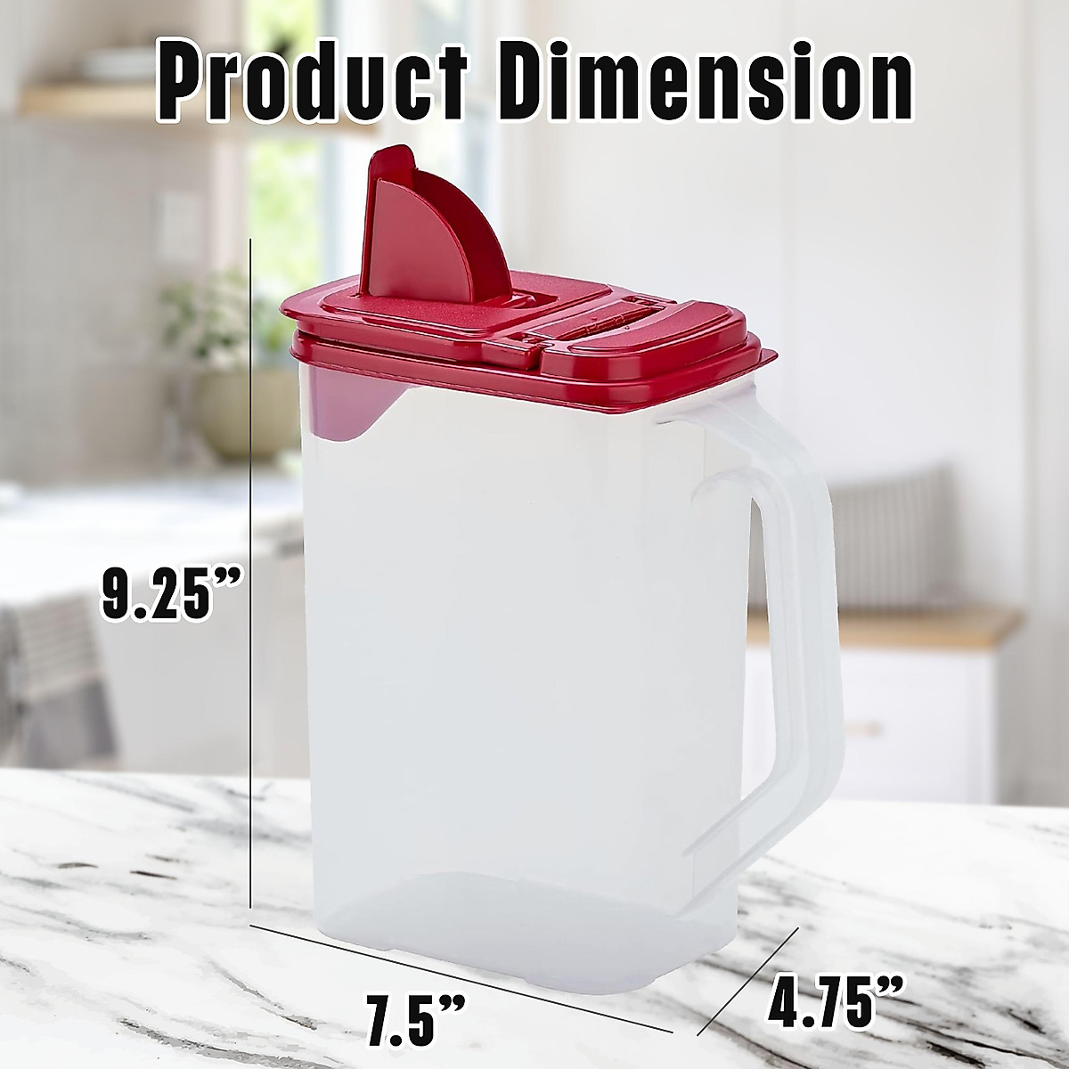 Buddeez Flour and Sugar Container - 4 Quart All Purpose Kitchen Organization and Storage Unit, Dry Storage Container For Kitchen, Large Food Storage Container for Organizing Your Pantry (Red Lid)