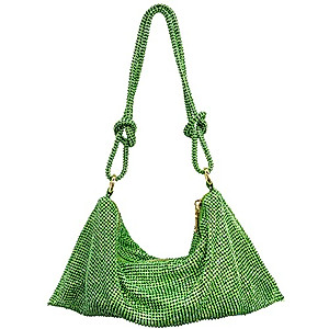 Womens Rhinestone Purse Sparkly Bag Diamond Clutch Purses for Women Rhinestone Evening Bag Hobo Handbag Green