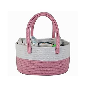 Cozy Tykes Cotton Rope Diaper Caddy Baby Basket Changing Table Organizer Dorm Bed Caddy Gift Basket Car Tote Organizer Boho Design