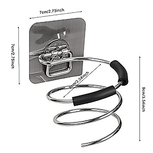 Hair Dryer Holder Wall Mounteed,Self-Adhesive Stainless Steel Blow Dryer Rack, Compatible with Most Hair Dryers,Storage Organizer Rack for Bathroom