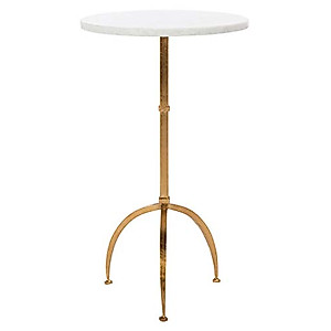 Safavieh Home Collection Mikhail and Iron End Table, White/Gold Granite