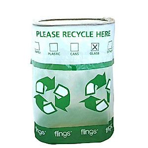 amscan Flings Bin - Recycle Patented Pop-Up Trash Bin, 22 x 15 x 10/13 Gallon, Green
